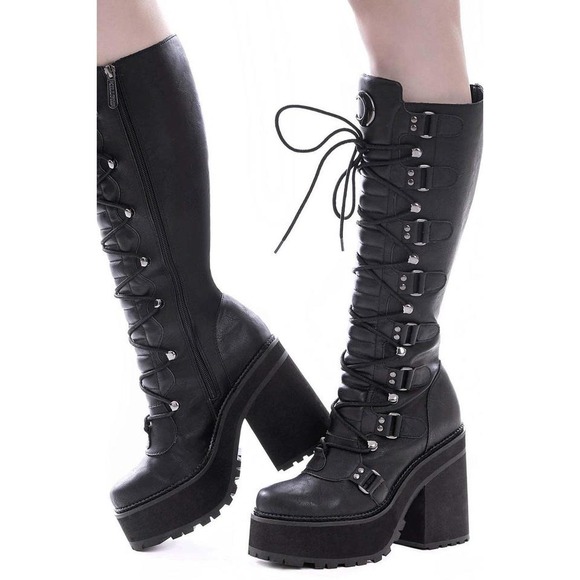 Killstar | Shoes | Killstar Selene Faux Leather Combat Boots Celestial ...